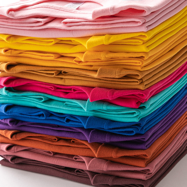 250g heavy cotton full -color short -sleeved T -shirt solid color thick ...