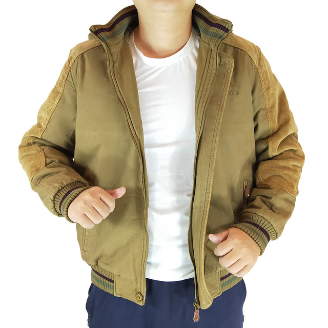 Spring, Autumn and Winter Jacket Men's Pure Cotton Washed Plus Size ...