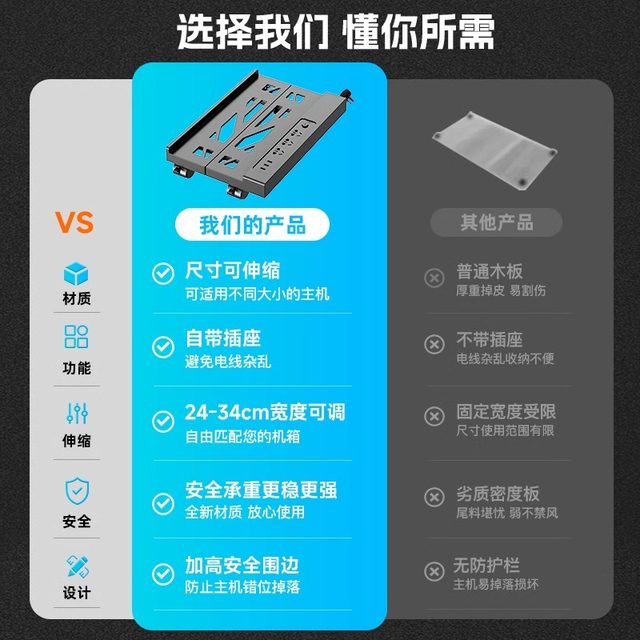 Desktop computer host bracket storage rack removable pulley chassis ...