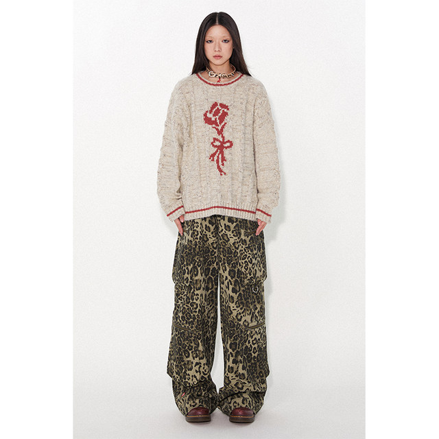 Physics Boy Series Rice Krispie Story Contrast Color Cable Pullover Sweater