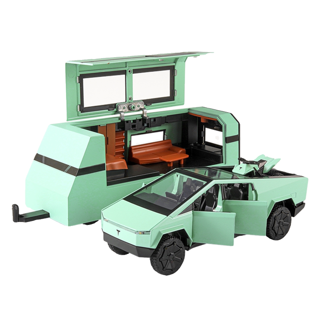 Tesla car imitates real alloy pickup truck trailer RV children's toy ...