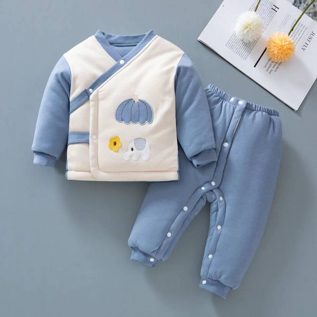 Baby autumn and winter thickened suit pure cotton warm male and female baby cotton coat two ...