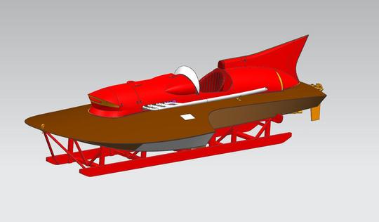 Too Much Model Ferrari F1 Rowing Boat - 830mm Wood Assembly Model