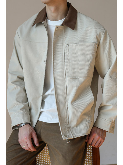 ILOX men's American Bath style retro lapel jacket men's spring and ...