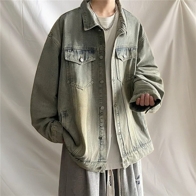 Spring and autumn denim outer men's loose tide brand American high ...