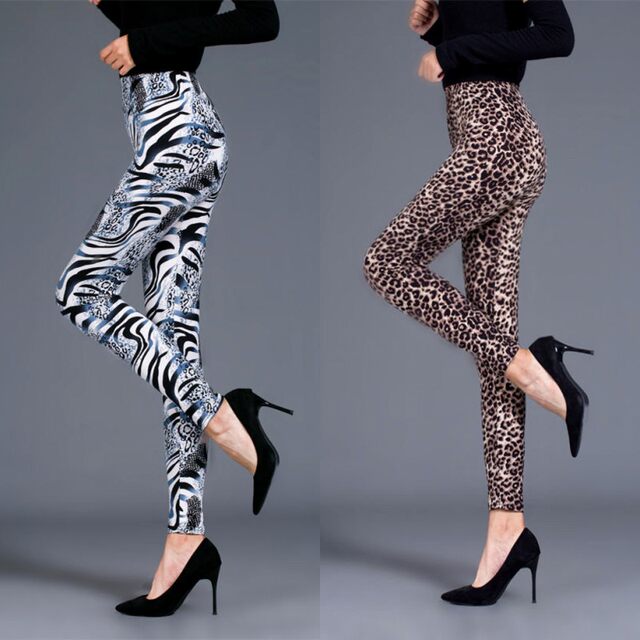 Spring and Autumn Colorful Leopard Head Leopard Print Outer Leggings ...