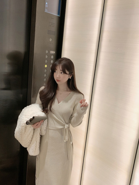 Zhao Baoni intellectual and elegant 30 wool knitted encrypted lace-up ...