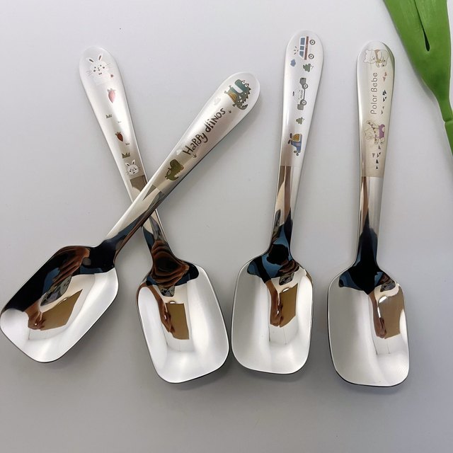 304 thickened square head spoon for children and students, cartoon ...