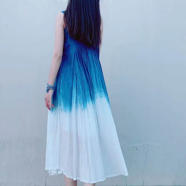 Yiche tie-dye original design handmade plant-dyed gradient literary and ...