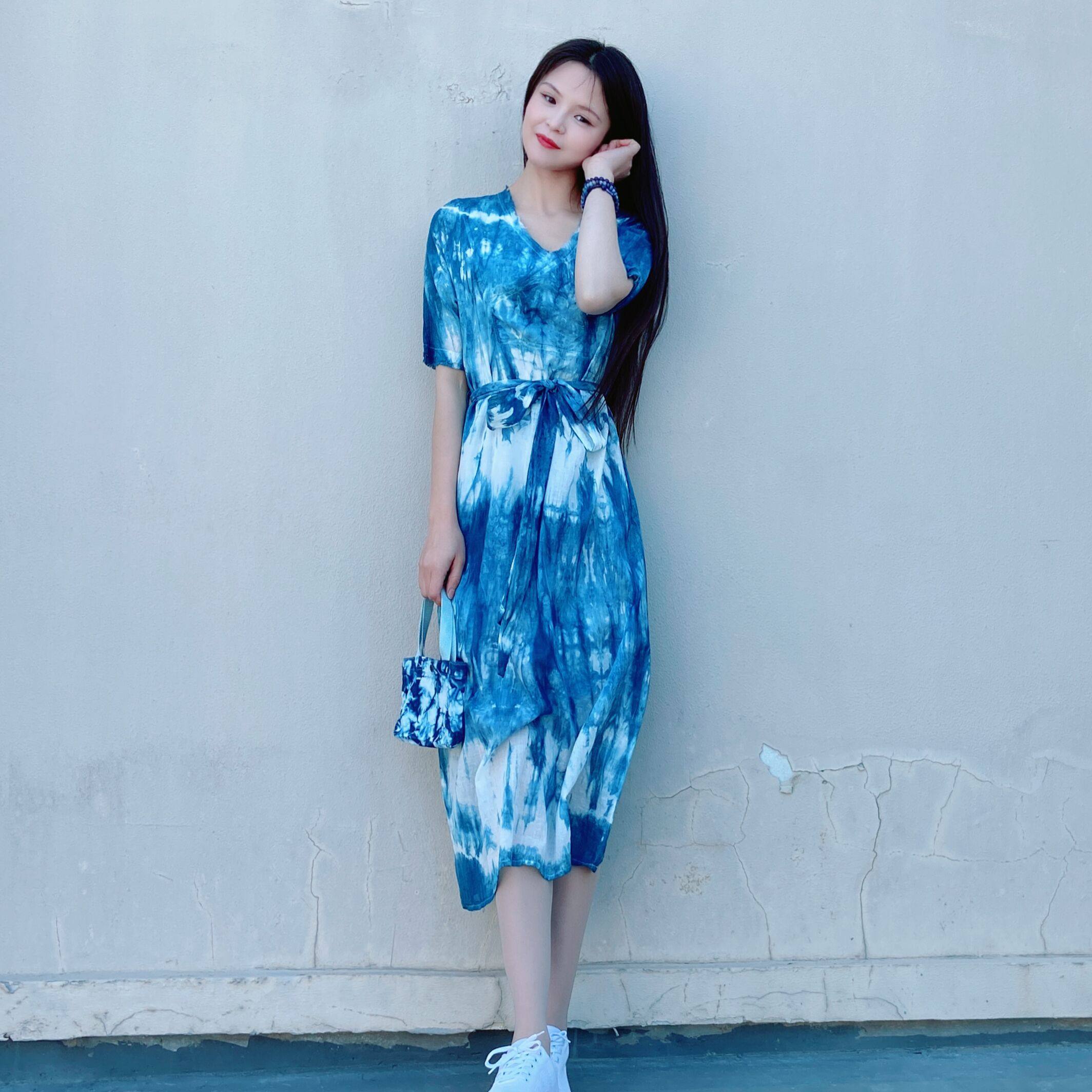 Yiche tie-dye original design handmade plant-dyed literary and artistic ...