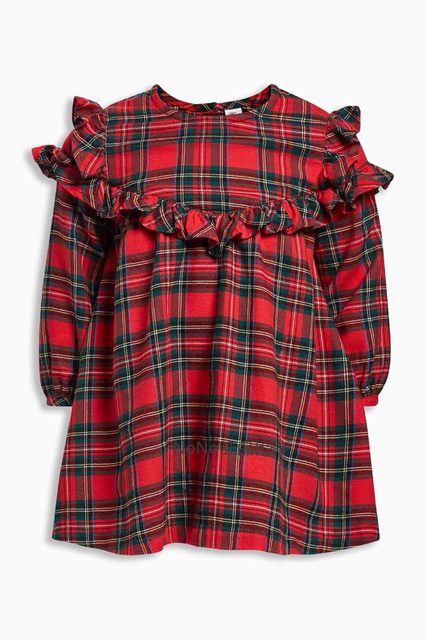 Spot UK Next authentic girl red plaid dress pantyhose suit Christmas ...