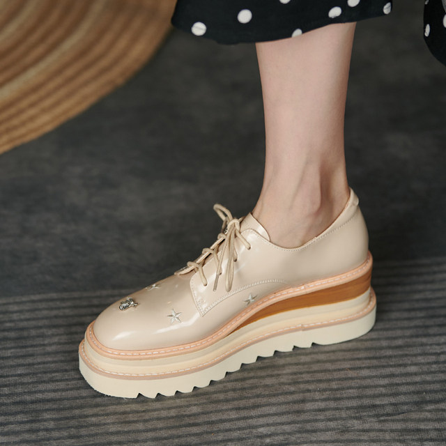 Rhinestone Square Toe Platform Shoes Women's Thick Sole 2024 Spring and ...