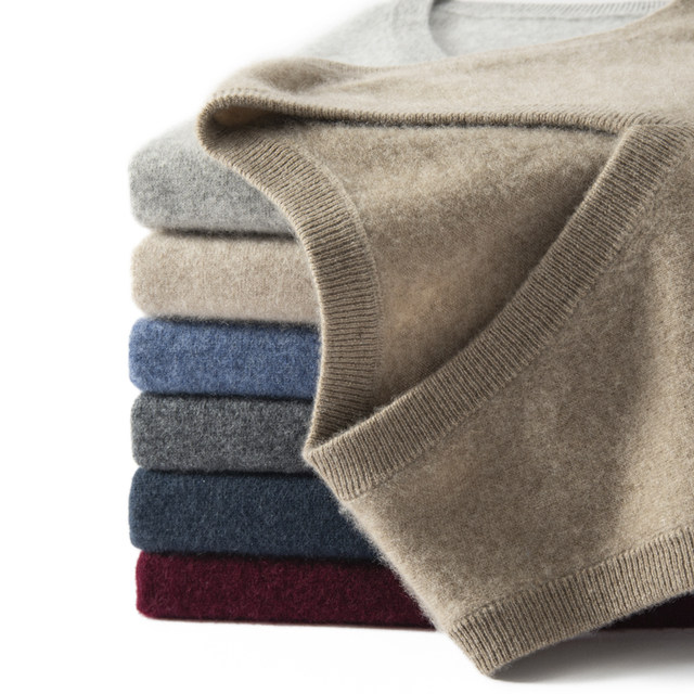 Cashmere sweater male V -neck horse armor shoulder 100 pure cashmere ...