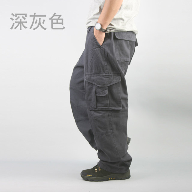 Spring and Autumn Thick Large Size Overalls Men's Outdoor Loose Large ...