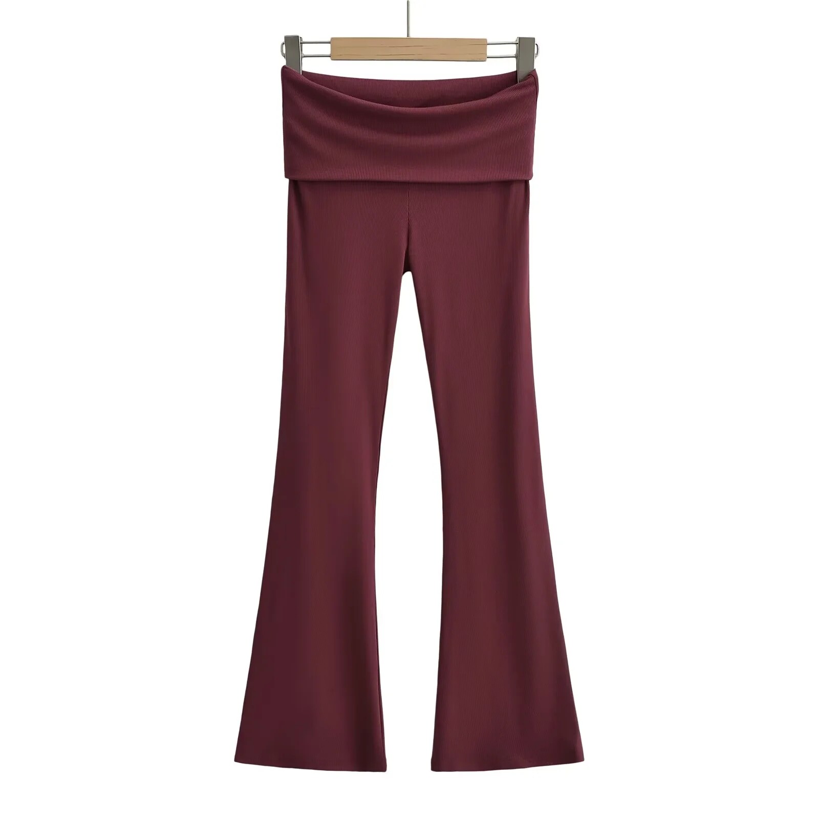 Sweet and Versatile Double-Layered Cuffed Waistband Design Knit Pants ...