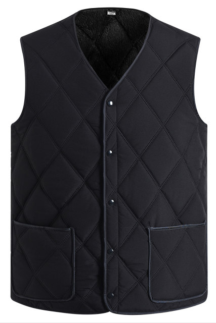 2024 New Down Cotton Vest Men's Autumn and Winter Middle-aged and Elderly Plus Velvet Thickened ...