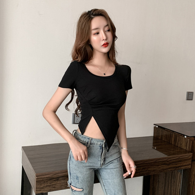 Irregular sexy short top for women in summer niche slim fit discreet ...