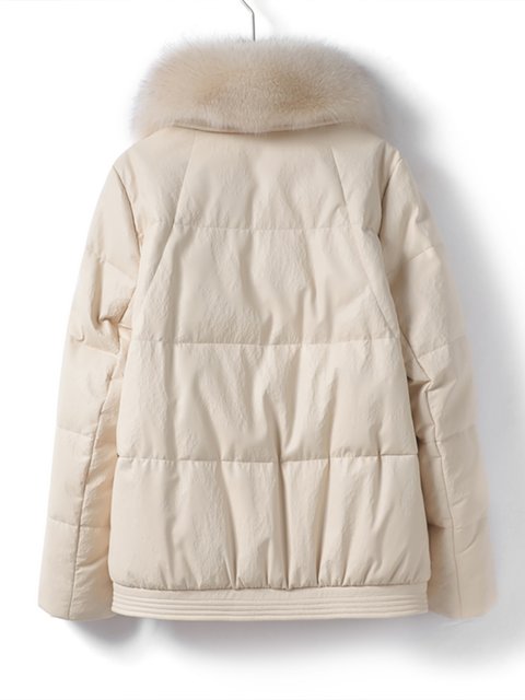 Haining leather jacket women's regular fox fur collar off-white Korean style loose leather ...