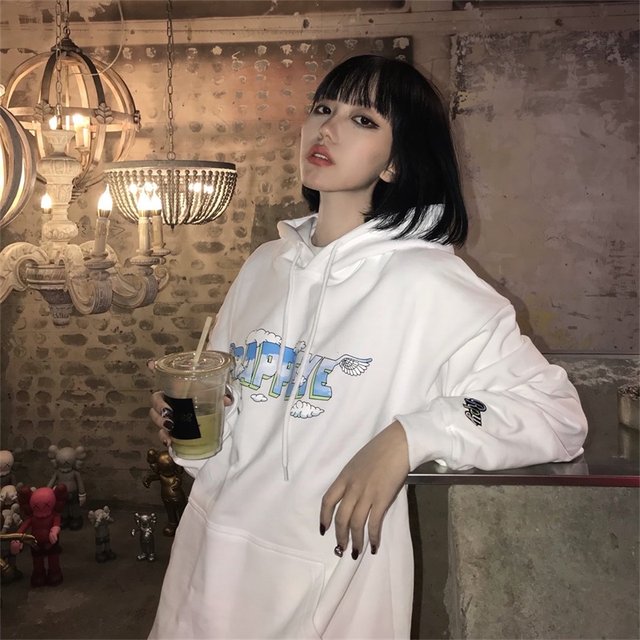 RAPPEYE blue sky and white clouds wings embroidered logo sweatshirt men ...