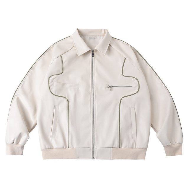 RAPPEYE silhouette motorcycle leather jacket men's autumn new PU ...