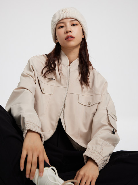 RAPPEYE patch pocket American retro short baseball jacket top autumn ...