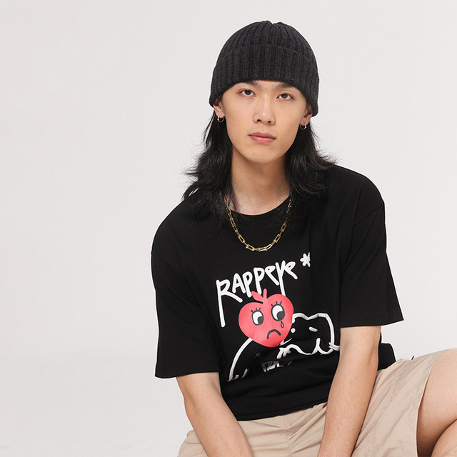 RAPPEYE summer new love bird foam printed short-sleeved men's and women ...