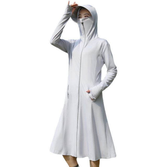 2024 Ice Silk Sun Protection Clothing Women's Mid-Length Summer Korean ...