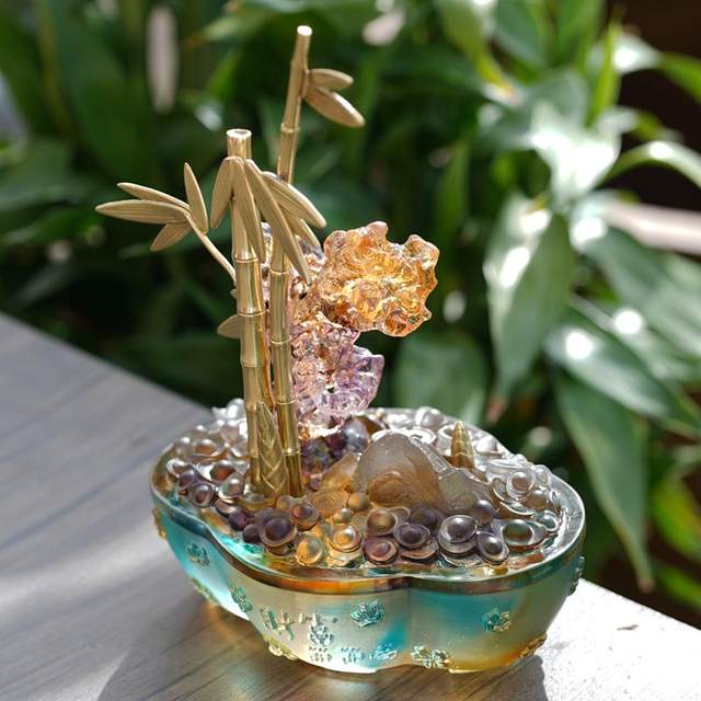 Liuli Wealth High -rise Bamboo Mountain Stone Julipao Home Decoration ...