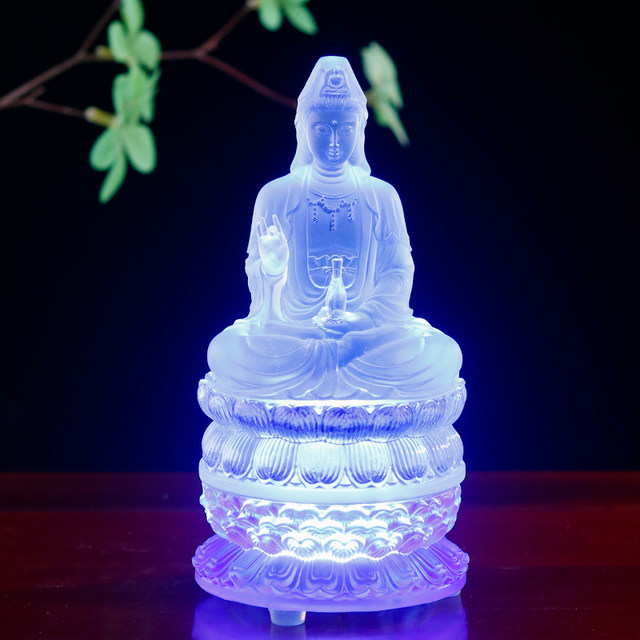 Perfect round luminous ancient glazed lotus base Buddha statue for home ...