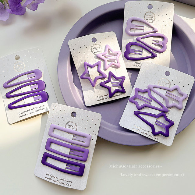 Gradient Purple Hair Clip Women's Summer Forehead Side Bangs Clip ...