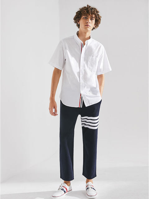 Trending TB straight tube loose cropped pants tide brand cotton pants ...