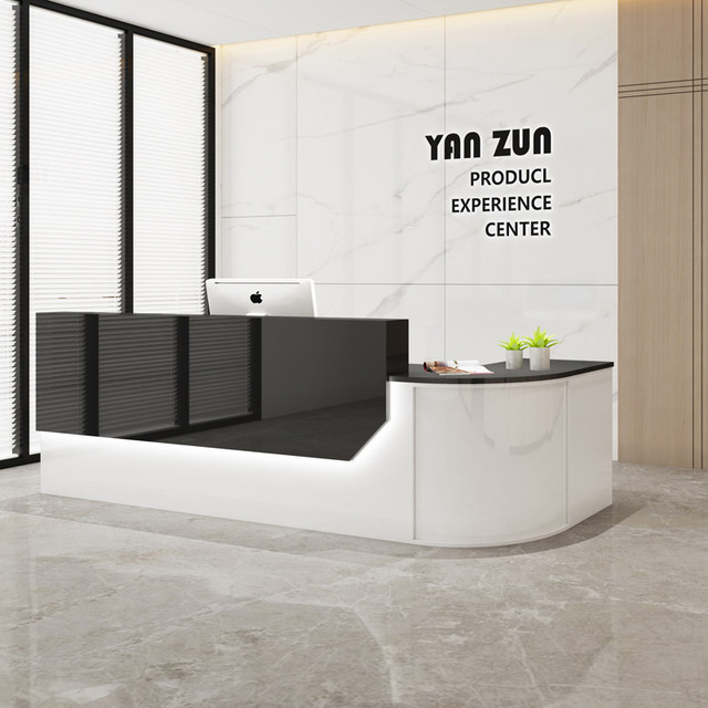 Modern cashier's simple curved paint counters receiving the tabletop ...