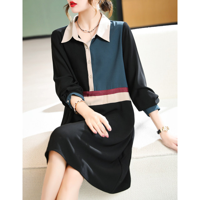 AA clothing and temperament POLO collar chiffon dress women's spring ...