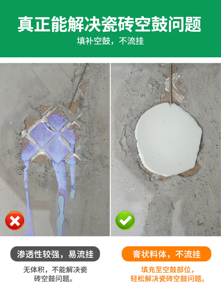 Ceramic Tile Hollow Drum Repair Injection - Strong Adhesive for Loose Tiles