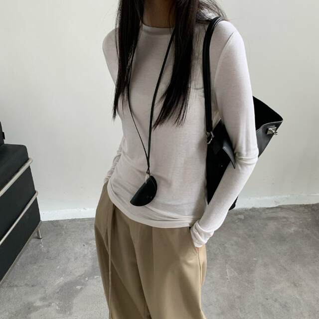 N.Z.N round neck high elastic slim long sleeve knitted bottoming shirt