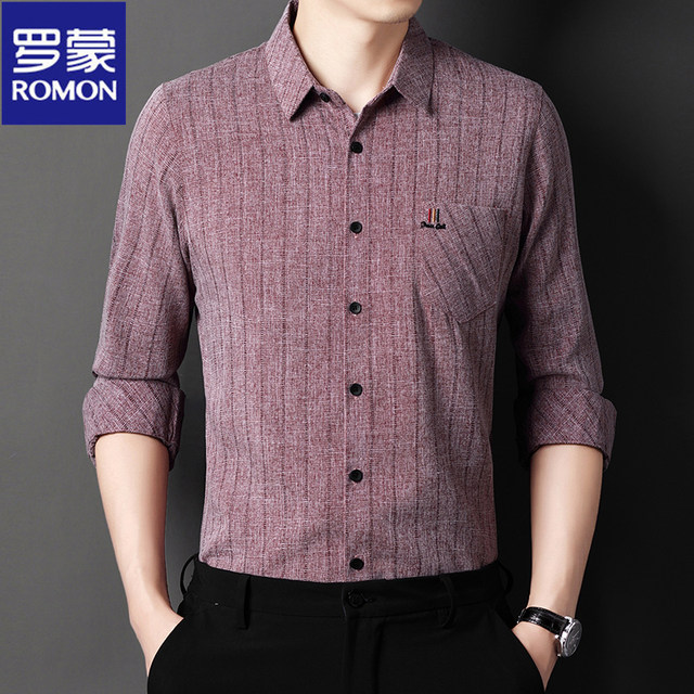 Romon men's long-sleeved shirt 2024 spring and summer new business ...