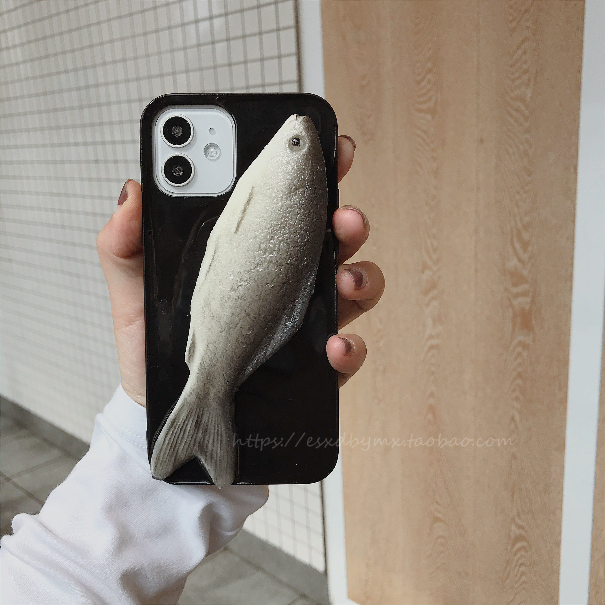 Three -dimensional salted fish mobile phone case Apple 13 niche black ...