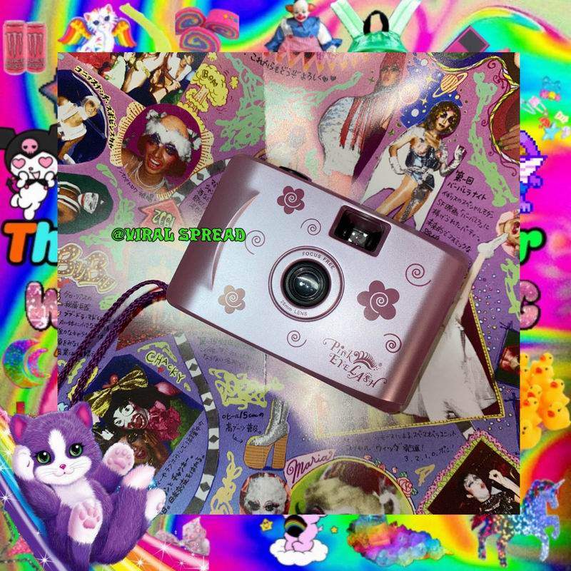Viral Spread 90s Retro Soil Cool Simulation Camera - Purple Pink Flower ...