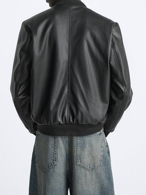 Cabinet 429! Autumn men's casual versatile solid color PU leather ...