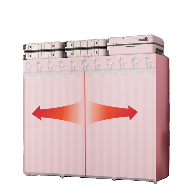 The curtain cloth closet full steel frame household double thick steel ...