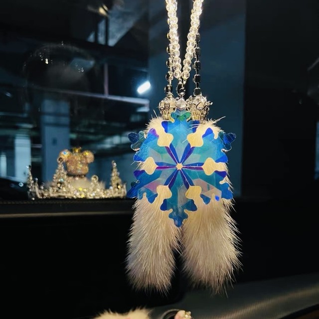 High-end car pendant crystal mink car hanging rearview mirror pendant ...