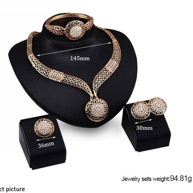 European and American retro fashion jewelry set necklace earrings alloy ...