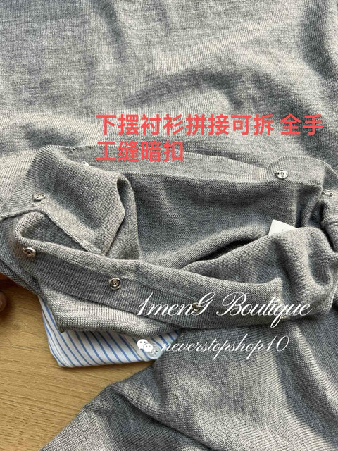 Real photo] ann wool shirt long sleeve T-shirt gray fake two-piece ...