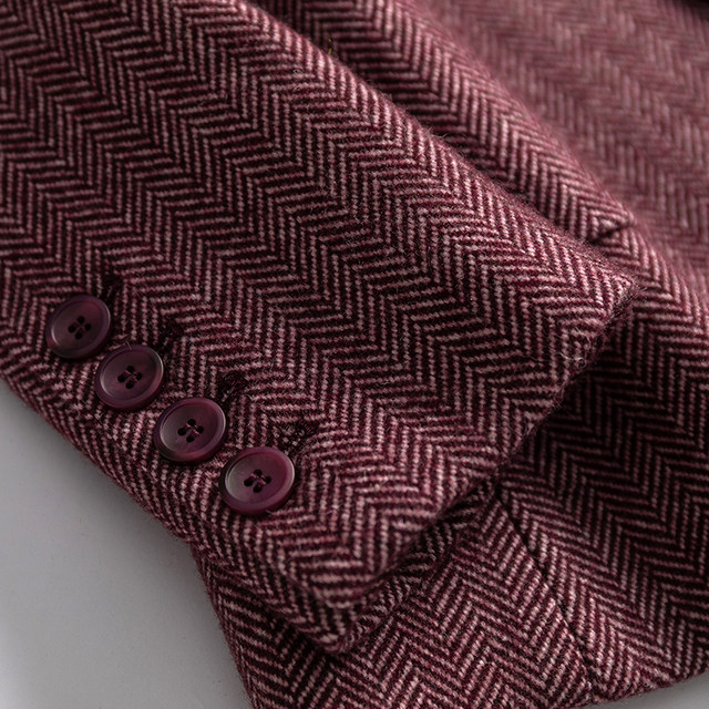 Italian heavy-end high-end beef wool herringbone pattern slim one ...