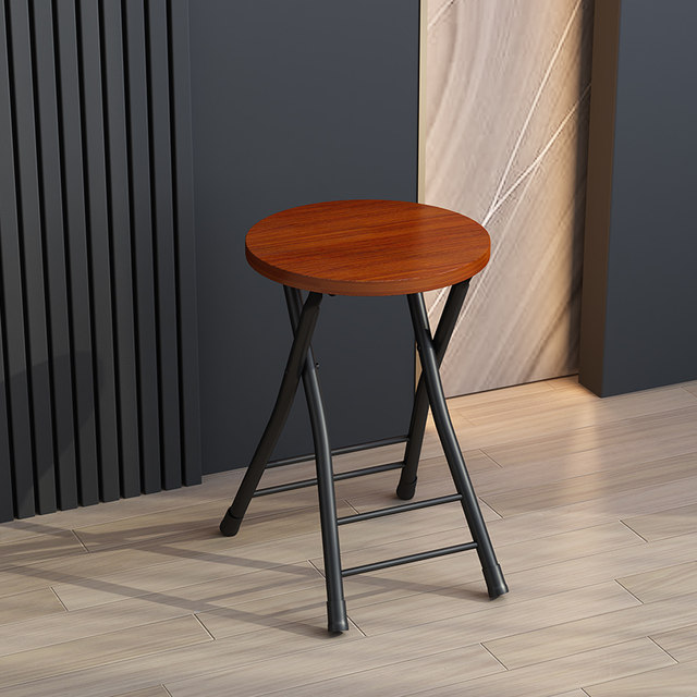 Folding chair back stool home portable high-foot small round stool ...