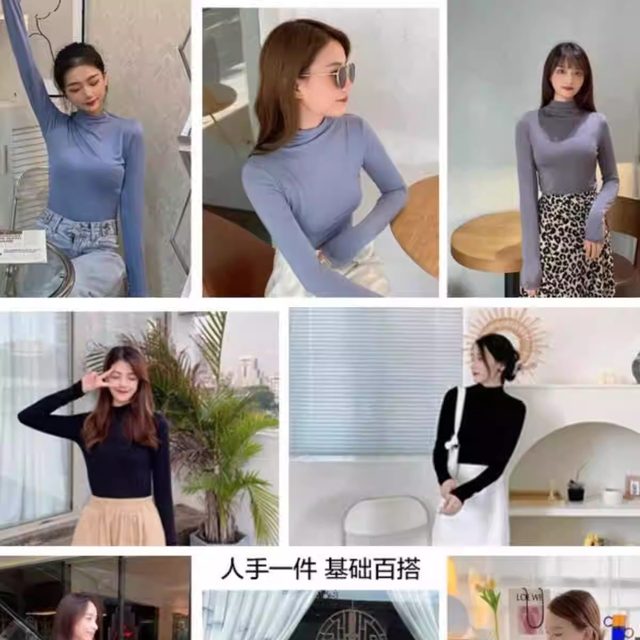 Bottoming shirt for women in autumn and winter Modal half turtleneck ...