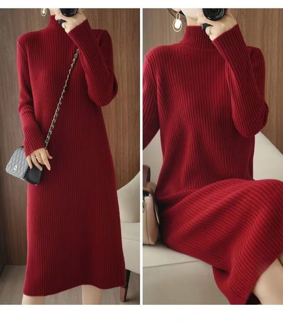 One-piece velvet autumn and winter new style half-high collar plus ...