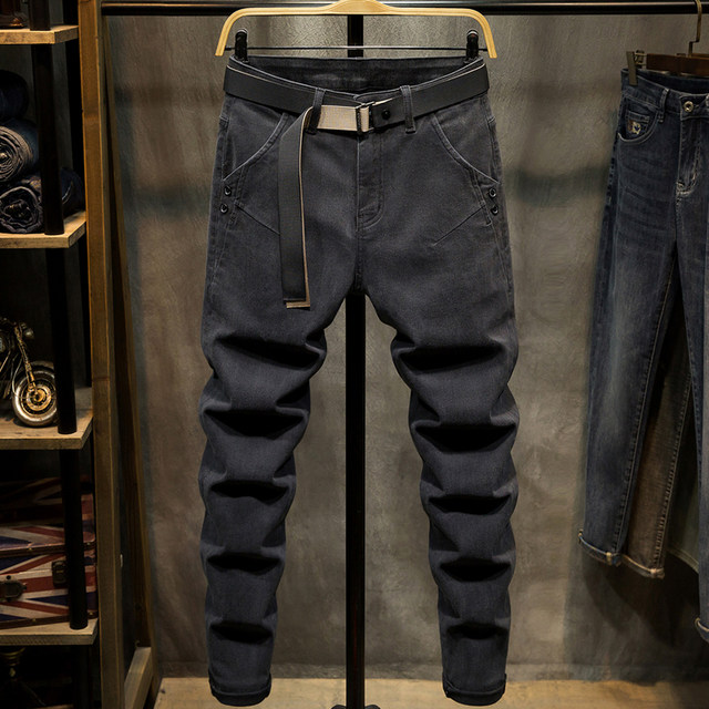 Autumn and Winter Style Diagonal Pocket Stretch Jeans for Men, Slim Fit ...
