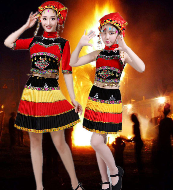 Yi costumes new Yi costumes adult six hundred pleated skirt performance ...