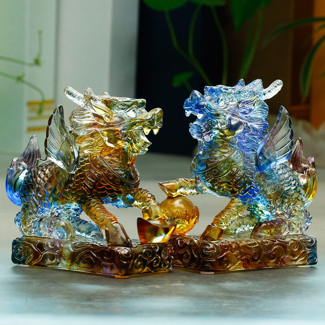 Liuli home entrance unicorn ornaments to attract wealth, high-end ...